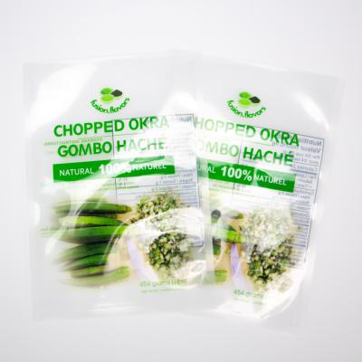 Cina Stampa digitale personalizzata Imballaggio di okra tritato trasparente da 1 libbra Sacchetto di plastica Sacchetto di aspirapolvere per verdure in vendita