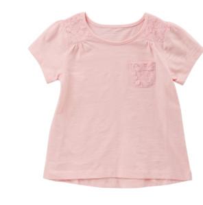 Camisas cortas del verano del rosa de la muchacha de la manga