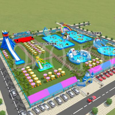 China Inflatable Waterslide Kids Bouncy House Water Park Water Bounce House for Wet and Dry for sale