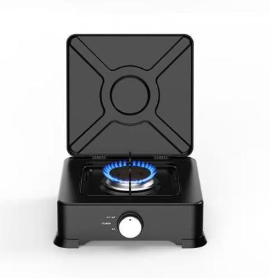 China Portable Single Burner Gas Cooktop Plastic Coating Iron With Cover Rustproof for sale