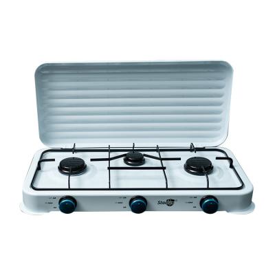 China Three Burner Gas Stove Equipped with Adjustable Burners for Precise Temperature Control in Commercial Cooking for sale