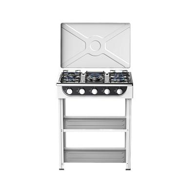 China Free Standing 5 Burner Range Cooker With Iron Lid LPG Gas Powered Portable For Outdoor for sale