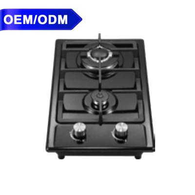 China Customized 2 Burner Gas Cooktop Built In Gas Oven With Flame Out Protection Tempered Glass for sale