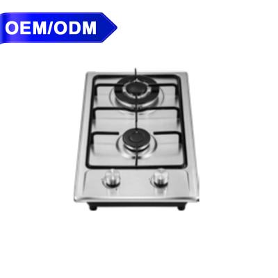 China Built In Double Burner Gas Stove Stainless Steel Knobs Control Easy Installation for sale