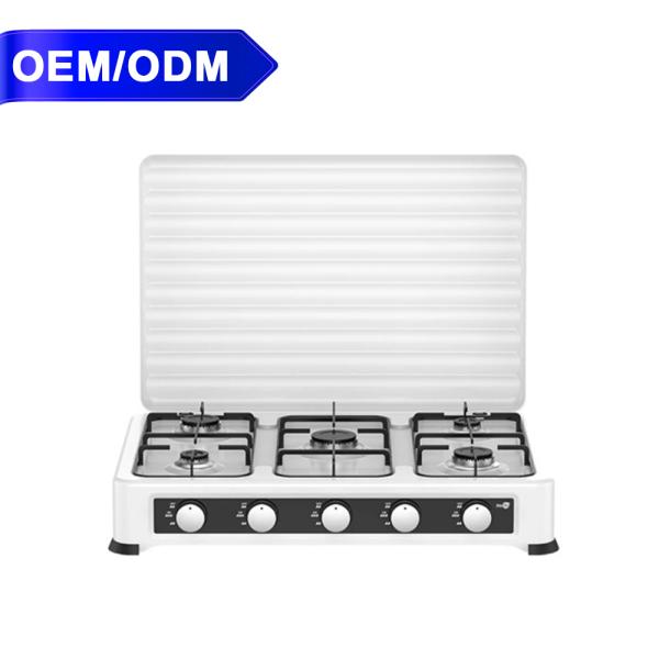 Quality Table Top Five Burner Gas Stove Safety Operation 5 Hob Gas Cooker Easy Cleaning for sale