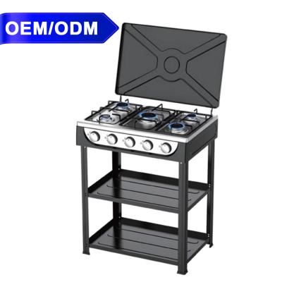 China Multi Functional Five Burner Gas Cooker With Tripod Desktop Simple Covered European Style Furnace for sale