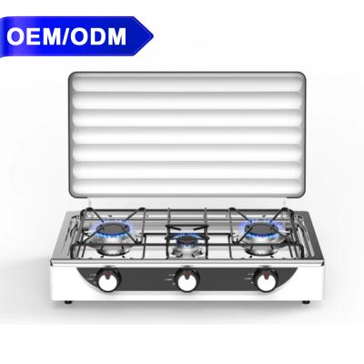 China 3 Burner Stainless Steel Gas Stove Kitchen Corrosion Protection Long Lasting for sale
