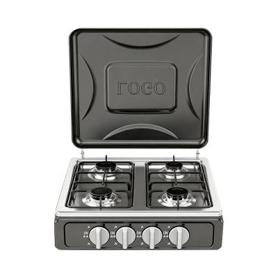 China Energy Saving Four Burner Gas Stove with Tempered Glass Surface Fast Heating and Aluminum Safety Valve Optional Model ECO GS6024B for sale