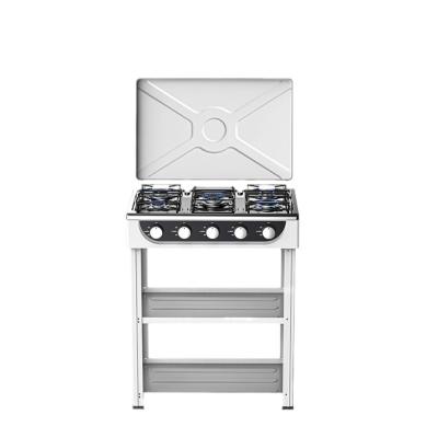 China Stainless Steel Five Burner Gas Stove with High Capacity Burners and Removable Parts for Simplified Maintenance in Restaurants for sale