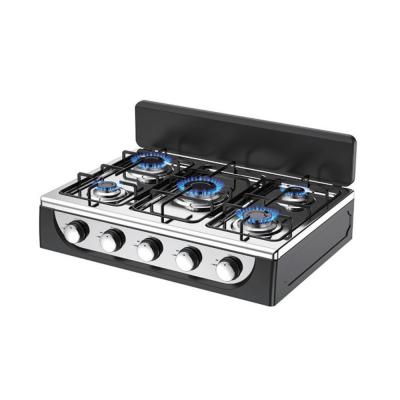 China Professional Grade Five Burner Gas Stove Equipped with Safety Valves and High Heat Output for Busy Commercial Kitchens for sale
