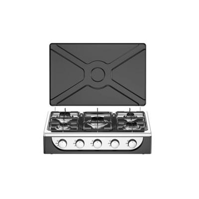 China Commercial Grade Five Burner Gas Stove Offering Large Cooking Area and Even Heat Distribution for Busy Kitchen Operations for sale
