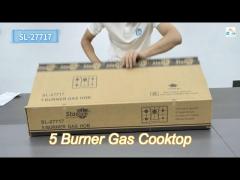 stainless steel 5 burner gas cooker electric power built in for home and hotel cook