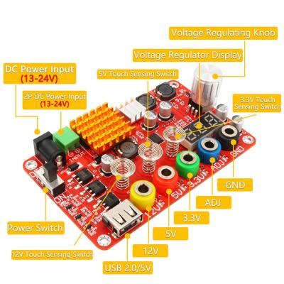 中国 3.3V、5V、12Vおよび1.8V-10.8V （ADJ）出力電圧ブレイクアウト板に13-24VをDC入力 販売のため