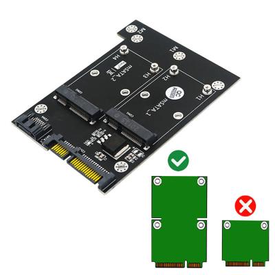 Cina SSD di MSATA doppio da raddoppiarsi carta dell'adattatore del convertitore SATA3 con il sostegno a 3,5 pollici di HDD in vendita