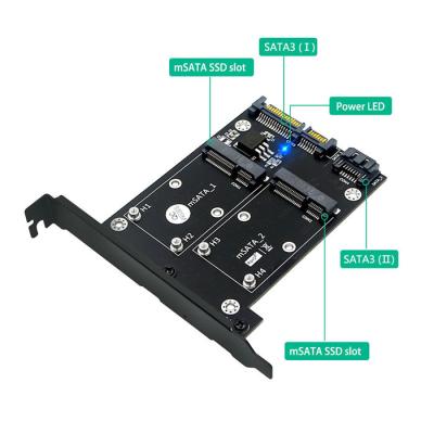 Cina SSD di MSATA doppio da raddoppiarsi convertitore SATA3 con il sostegno pieno di profilo di altezza in vendita