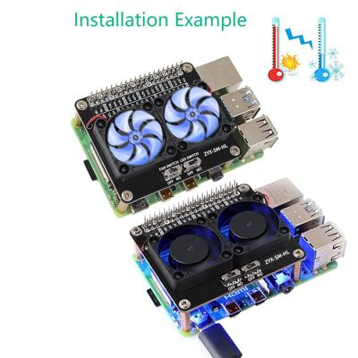China Frambozenpi 4B Dubbele Koelventilator en auto-Kleur die leiden, voor Framboos Pi 4B/3B+/3B/3A+ ruilen Te koop