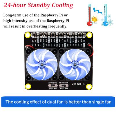 China Frambozenpi 4B Dubbele Koelventilator en auto-Kleur die leiden, voor Framboos Pi 4B/3B+/3B/3A+ ruilen Te koop