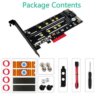 Cina Adattatore doppio di M.2 PCIE per SATA o SSD di PCIE NVMe con il dissipatore di calore ed il LED gialli in vendita
