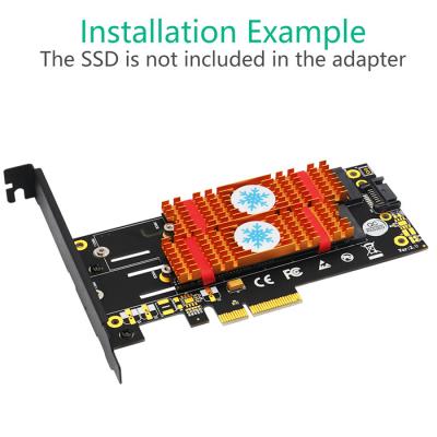 Cina Adattatore doppio di M.2 PCIE per SATA o SSD di PCIE NVMe con il dissipatore di calore ed il LED gialli in vendita