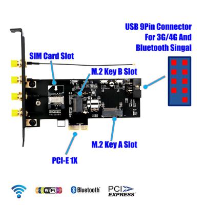 Cina Chiave B di NGFF M.2 e chiave A a PCIe X1 Adpater per la carta di WiFi e di 3G/4G in vendita