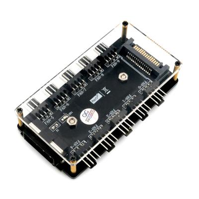 China 10-Way Fan Hub With PMMA Housing And Magnetic Bracket (Power Supply From A 4-Pin Molex Or SATA 15-Pin Connector) for sale