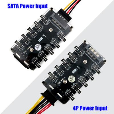 China 10-Way Fan Hub With PMMA Housing And Magnetic Bracket (Power Supply From A 4-Pin Molex Or SATA 15-Pin Connector) for sale