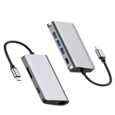 Cina Stazione di aggancio di USB 3,0 USB 8 in 1 tipo C all'adattatore del palladio di TF del hub di 4K RJ45 in vendita