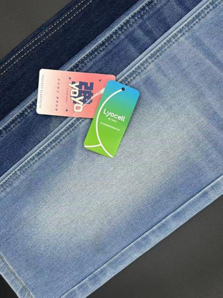 Quality 383GSM 4 Way Stretch Denim Fabric Dark Blue Green Lyocell Denim OEKO-TEX For Jeans for sale