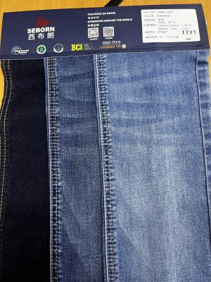 China Vertical Slub Denim Fabric with 69.7% Cotton and 57-59