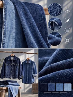 China 7.9oz Lightweight Dark Blue Denim Fabric | 10S×12S Ring Spun Bold Vertical Slub Denim for Jacket & Shirt TL7300-3T for sale