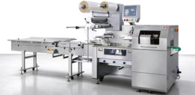 China Horizontal Flow Wrapping Machine Quick Release Belt Servo Box Motion Wrapper 10.4 Inch HMI for sale