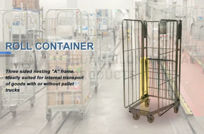 Customized Galvanized Welded Steel Nesting Foldable Storage Warehouse Logistic Trolley