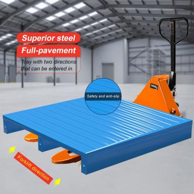 China Foldable Steel Pallet Flat Iron Pallet Tray Heavy Duty Racking Steel Pallet Metal Storage Pallets for sale