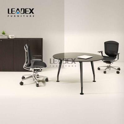 China BLACK GLASSTOP ROUND MEETING TABLE for sale