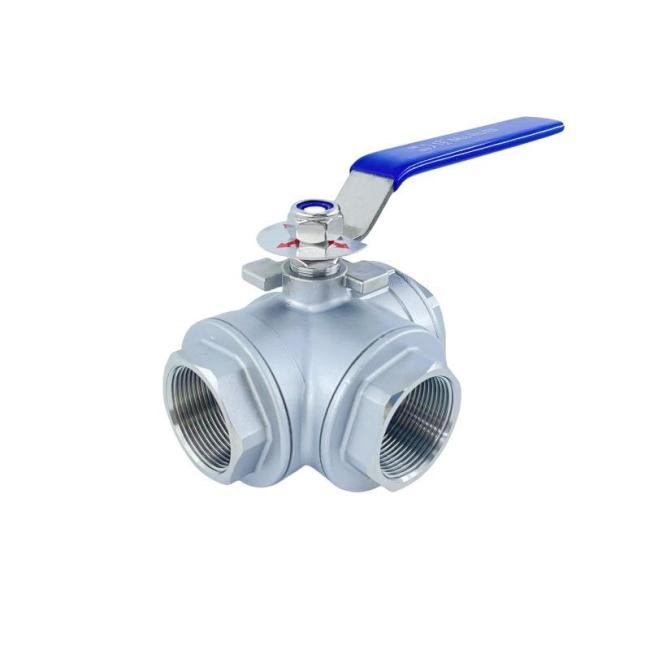 304/316 Stainless Steel Three-Way Ball Valve Internal Thread with Handle