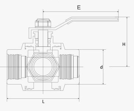 304/316 Stainless Steel Three-Way Ball Valve Internal Thread with Handle