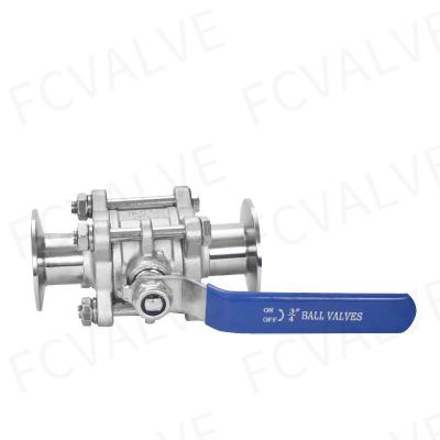 中国 3 PC クランプボールバルブ ISO 5211 正常温度とNPT/Bsp/BSPT接続 販売のため