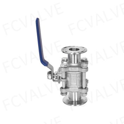 中国 3 PC クランプボールバルブ ISO 5211 正常温度とNPT/Bsp/BSPT接続 販売のため