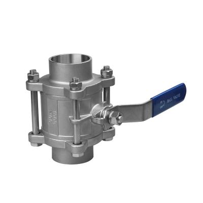 中国 DN8-DN100 高圧Pn1.6-6.4MPaの3パーツソケット溶接ボールバルブ 販売のため
