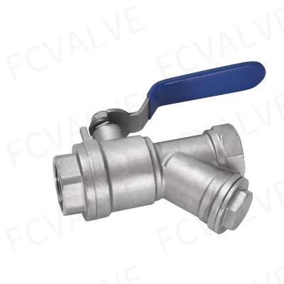 Cina Valvola a sfera di filtro in acciaio inossidabile 304 a carico pieno con rete filtrante resistente alla corrosione in vendita