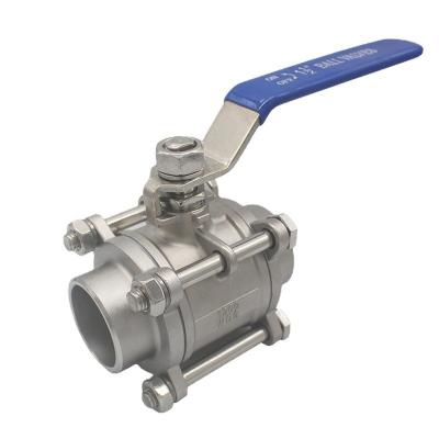 中国 フルボア マニュアル運転モード 3 PCソケット溶接 CF8 CF8m ボディ PTFE シート液体ボールバルブ 販売のため