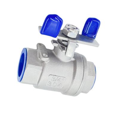 China Floating Ball Valve Q11F-16/64P Stainless Steel 2PC Female Thread with Butterfly Handle for sale