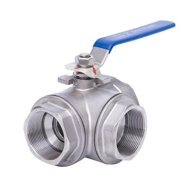 Cina SS304 316 Valvola a sfera in acciaio inossidabile a tre vie connessione BSPT in vendita