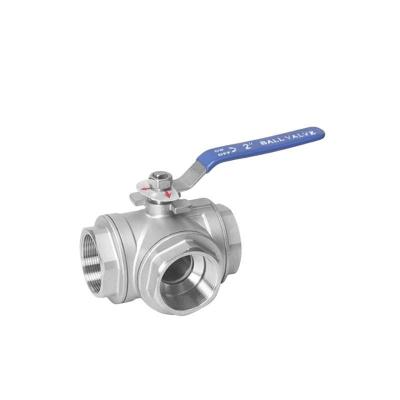 中国 カスタマイズされたDN8-DN65ステンレス鋼 CF8 CF8mスレッドエンド L/Tポート 三方向ボールバルブ 販売のため