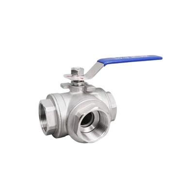 中国 カスタマイズされたDN8-DN65ステンレス鋼 CF8 CF8mスレッドエンド L/Tポート 三方向ボールバルブ 販売のため