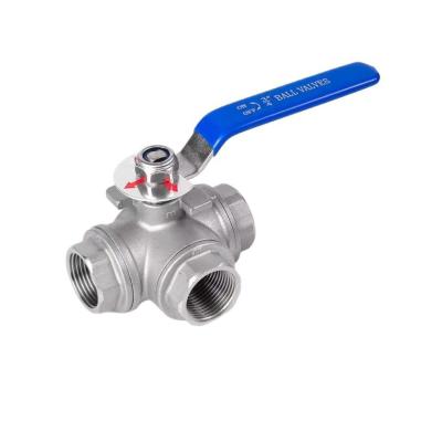 中国 カスタマイズされたDN8-DN65ステンレス鋼 CF8 CF8mスレッドエンド L/Tポート 三方向ボールバルブ 販売のため