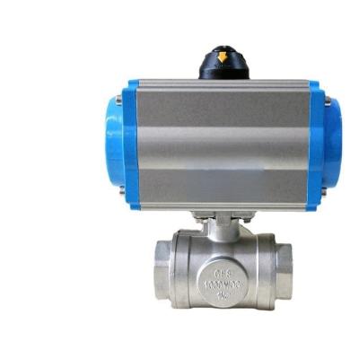 China Válvula de esfera de tipo Y para uso industrial de água SS304 de fio interno pneumático de três vias à venda