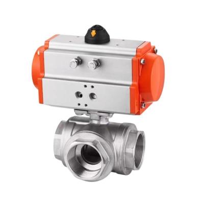Cina Valvola a sfera pneumatica a tre vie in acciaio inossidabile DN8-DN65 con attuatore a doppia azione in vendita