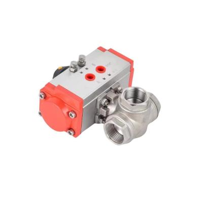 Cina Valvola a sfera pneumatica a tre vie in acciaio inossidabile DN8-DN65 con attuatore a doppia azione in vendita