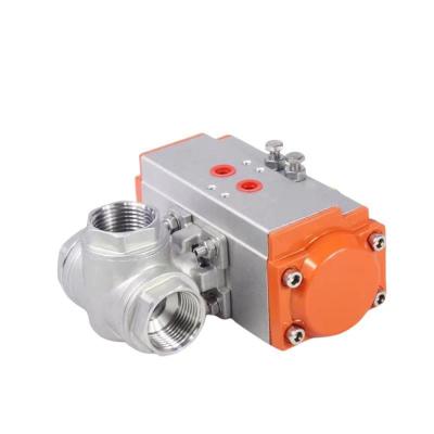 Cina Valvola a sfera pneumatica a tre vie in acciaio inossidabile DN8-DN65 con attuatore a doppia azione in vendita